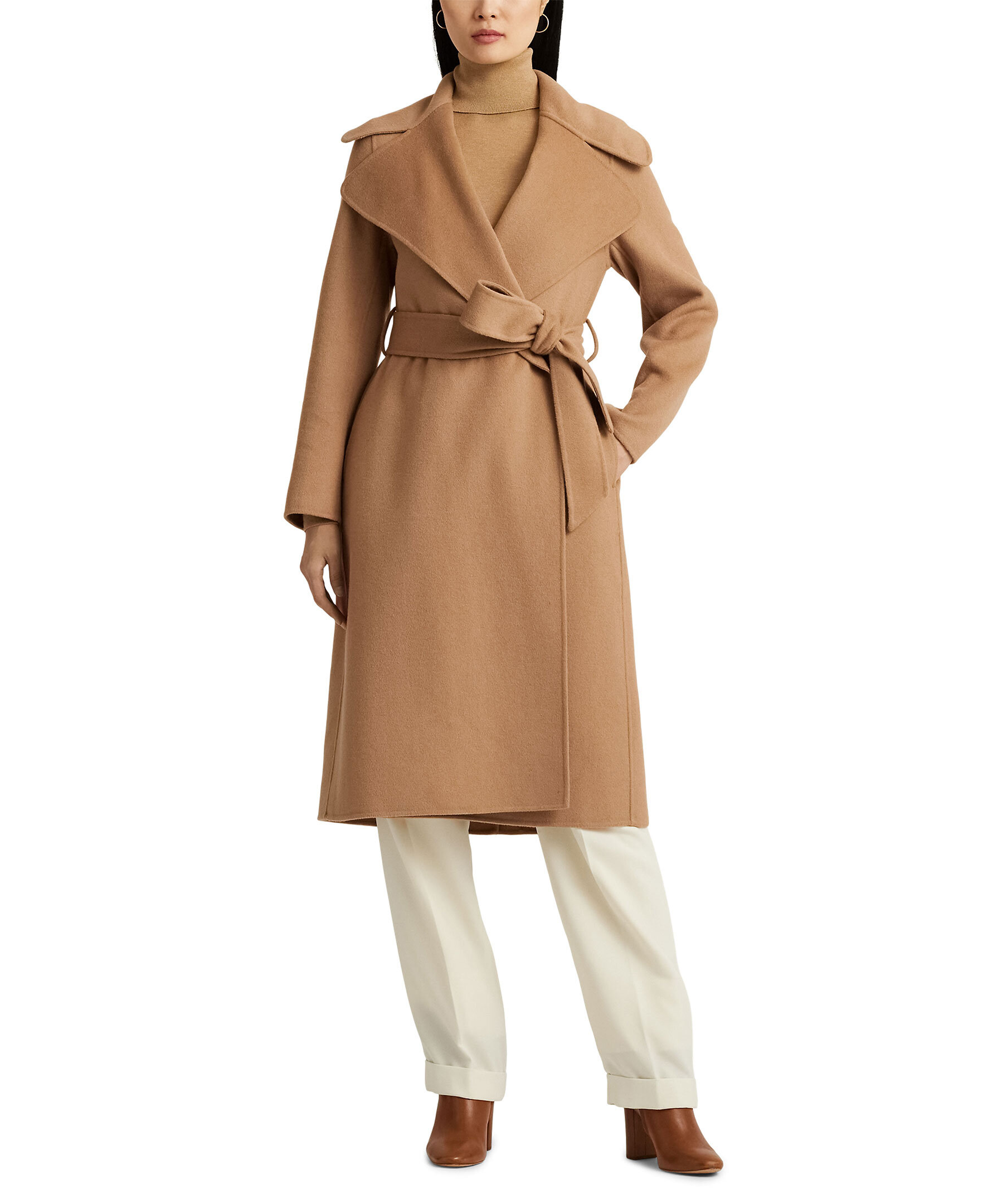 Handla Double fc wrap wool coat, Beige hos Johnells.se | 297931458-001